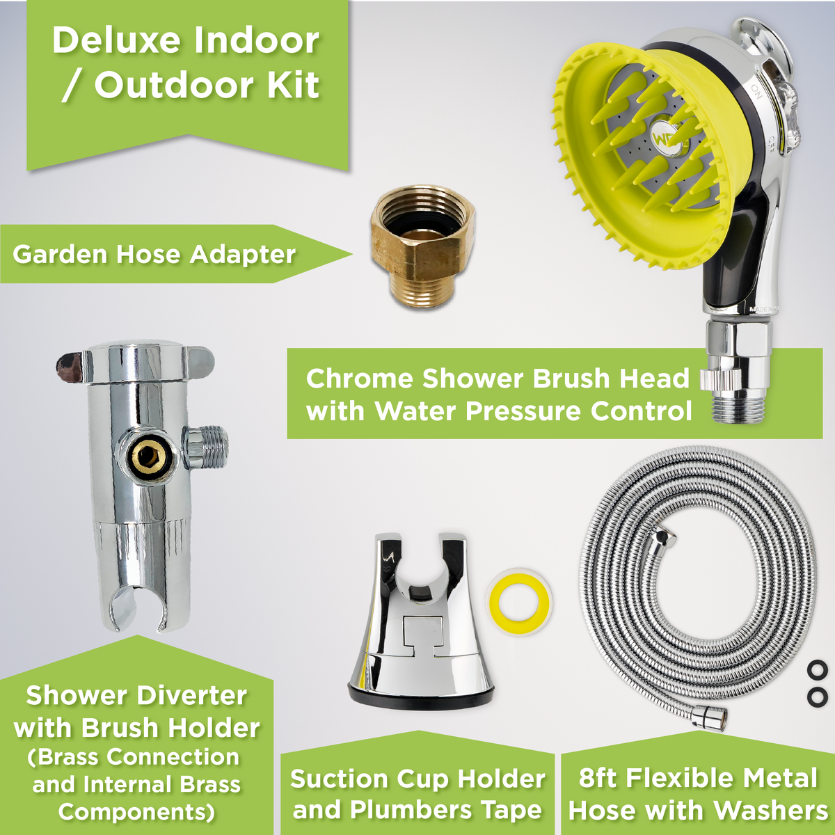 Wondurdog Deluxe Indoor / Outdoor Dog Wash Kit for Shower and Garden H